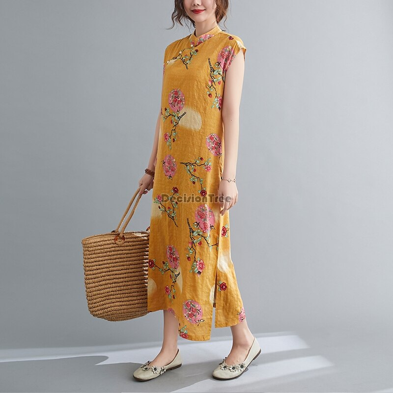 chinese dress cheongsam qipao floral print qipao d... – Grandado