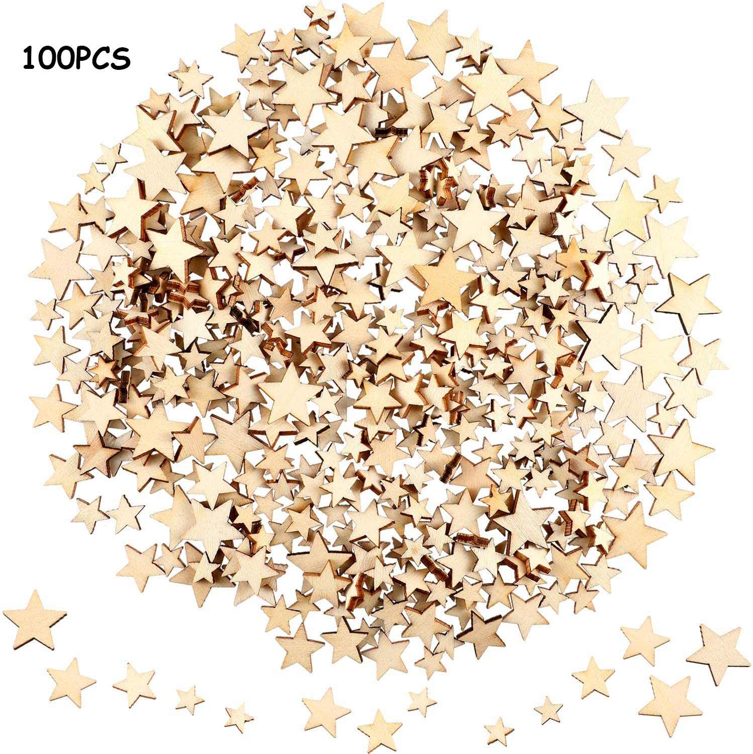 100pcs Mini Wooden Stars Slices Mixed Size Wooden ... – Vicedeal