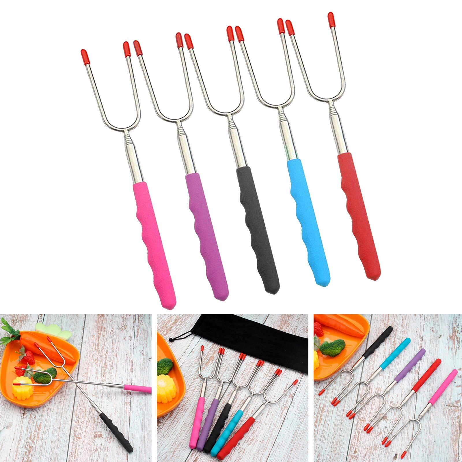 5pc Roasting Smokes Sticks BBQ Telescoping Forks f... – Grandado