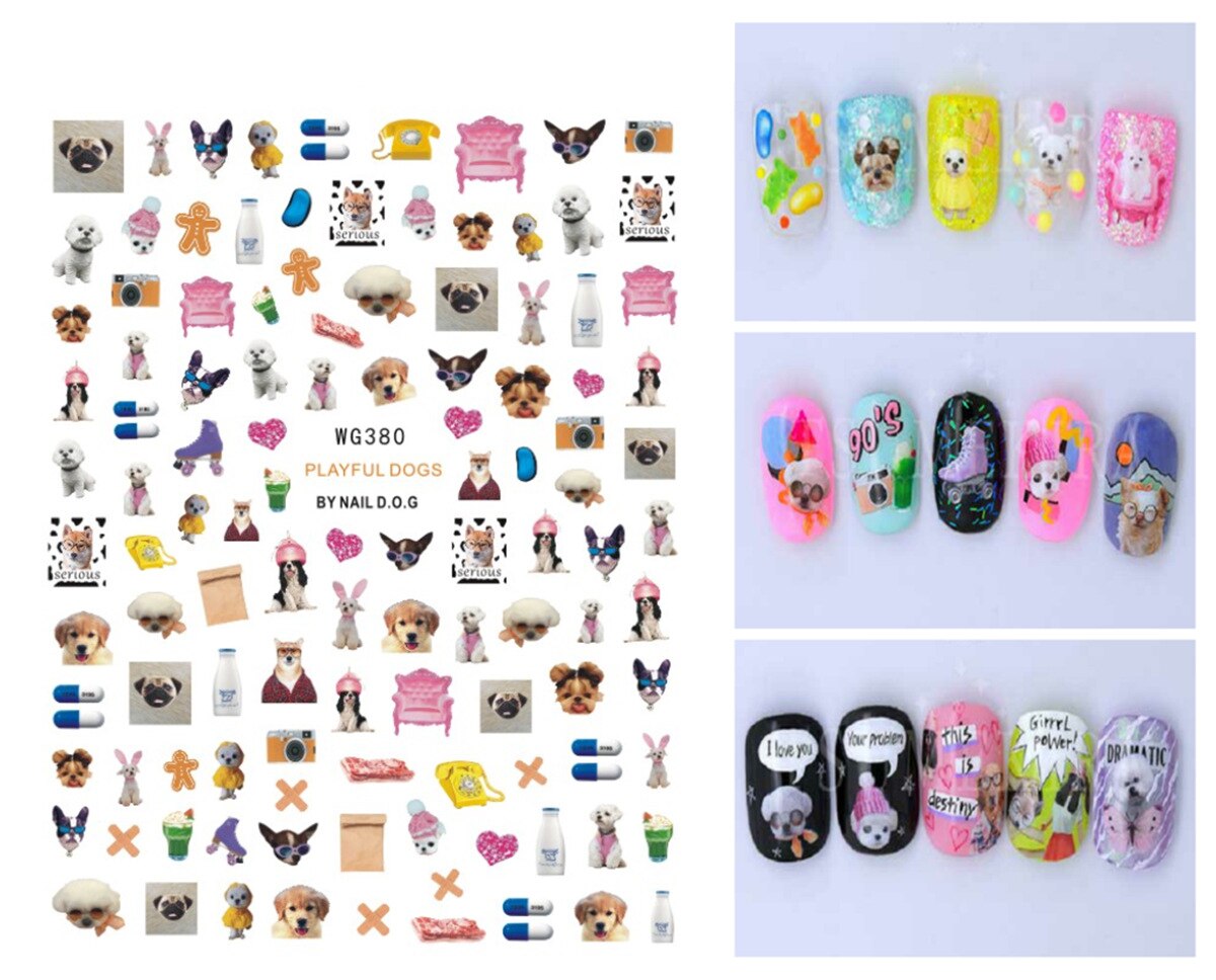 1 Sheet Nail Art Stickers Cute Puppy Dog Nail Deca... – Vicedeal