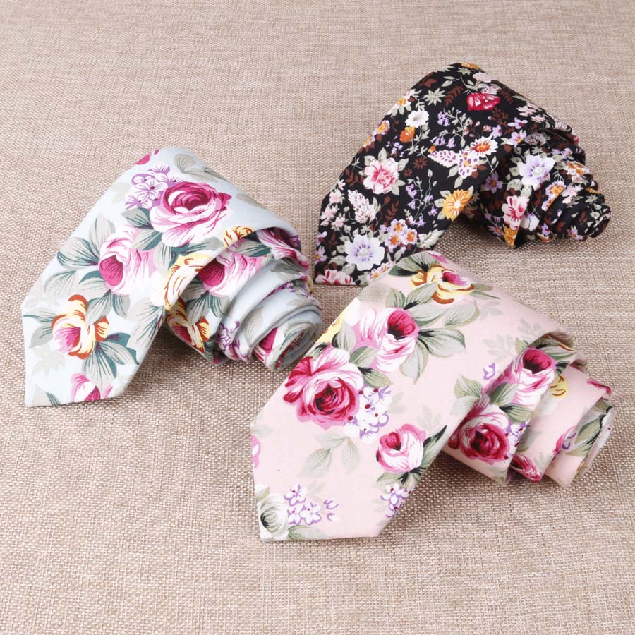 6.5cm Cotton Floral Necktie Ties For Men Suit Wedd... – Grandado
