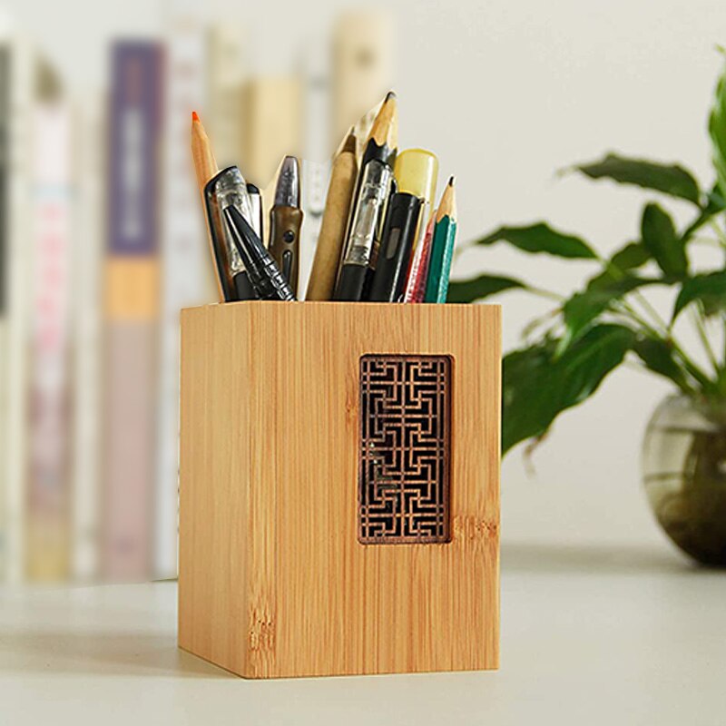 Garden Style Bamboo Wood Desk Pen Pencil Holder St... – Grandado