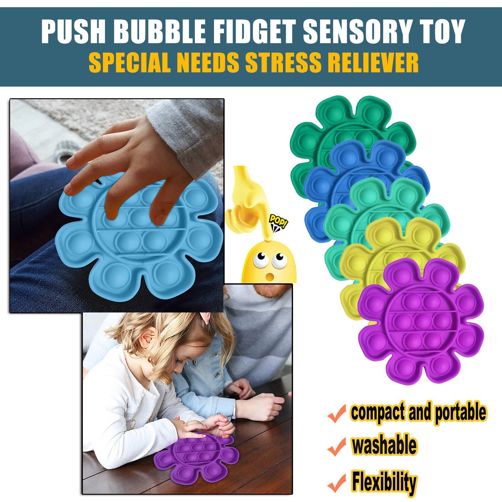 D Colorful Push Bubble Sensory Toy Adult Antistess... – Vicedeal