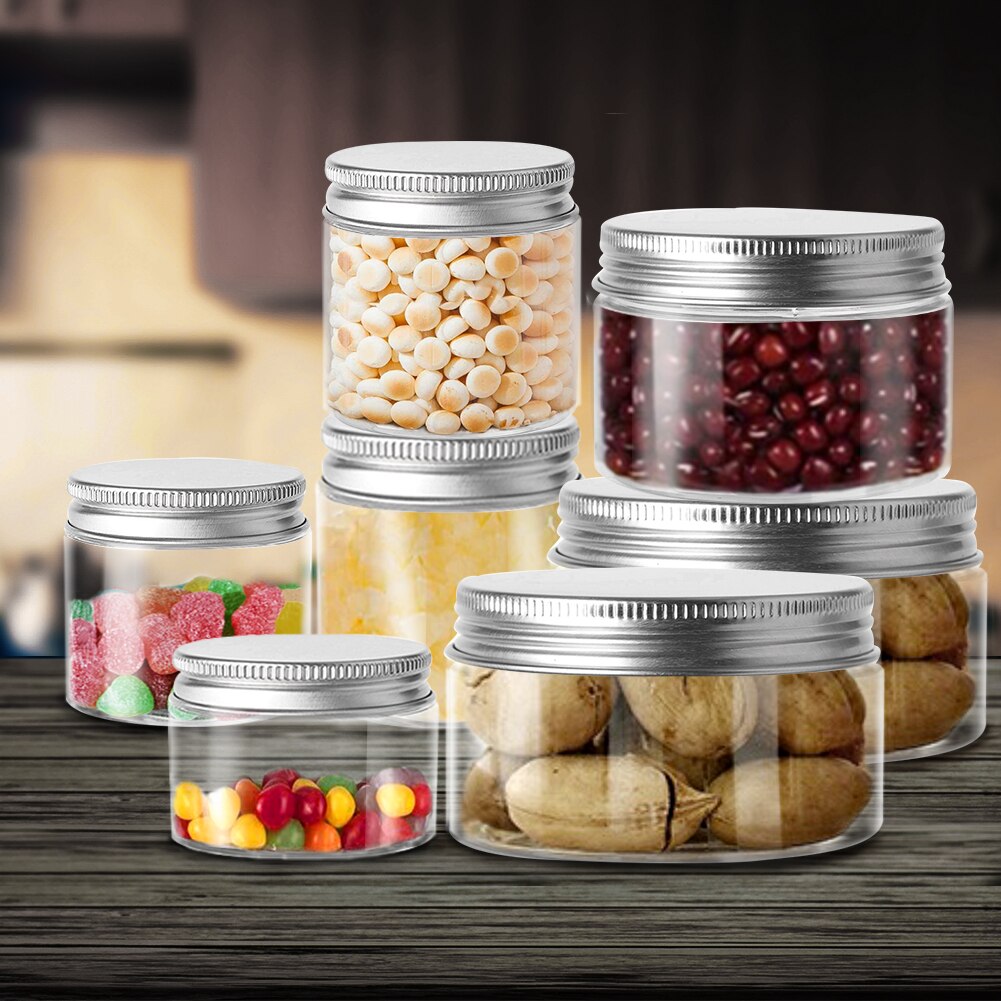 1Pc Storage Jars Clear Plastic Pot En Aluminium De... – Grandado