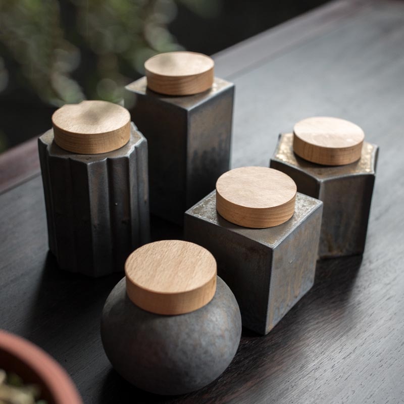 Tea Storage Jar Ceramic Coarse Pottery Geometric S... – Grandado