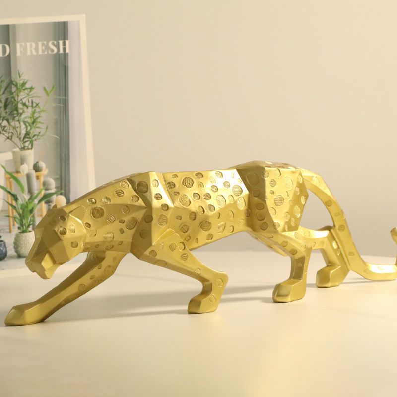 Gold Panther Figurines Miniatures Geometric Metal ... – Vicedeal
