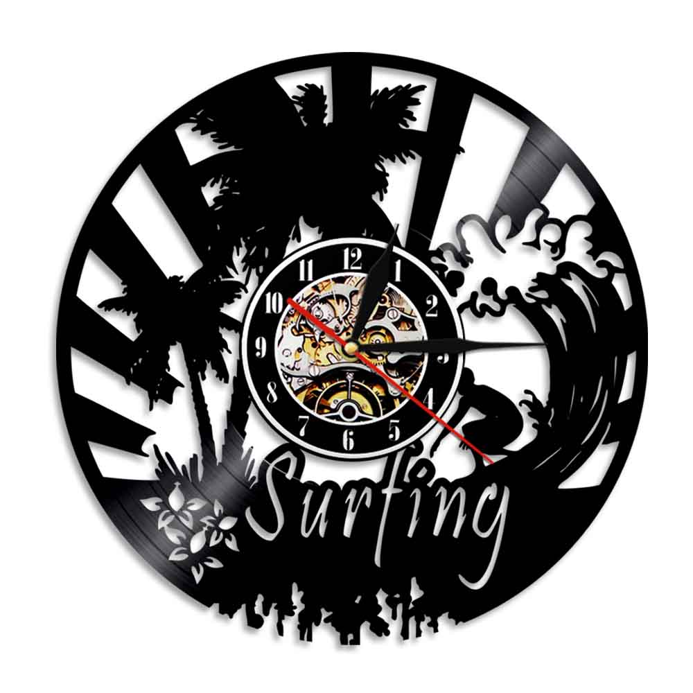 Surfing Beach View Vinyl Record Wall Clock Modern ... – Vicedeal
