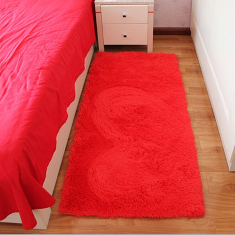 Red Rectangle Carpet Rug Bath Mat Shaggy Rug Absor... – Grandado