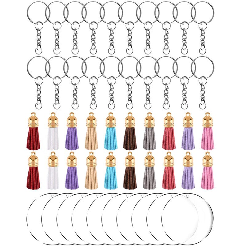 90 Pcs Acrylic Transparent Circle Blanks Keychain ... – Grandado