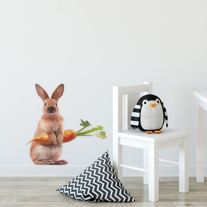 Cute Rabbit Carrot Wall Stickers Living Room Backg... – Grandado