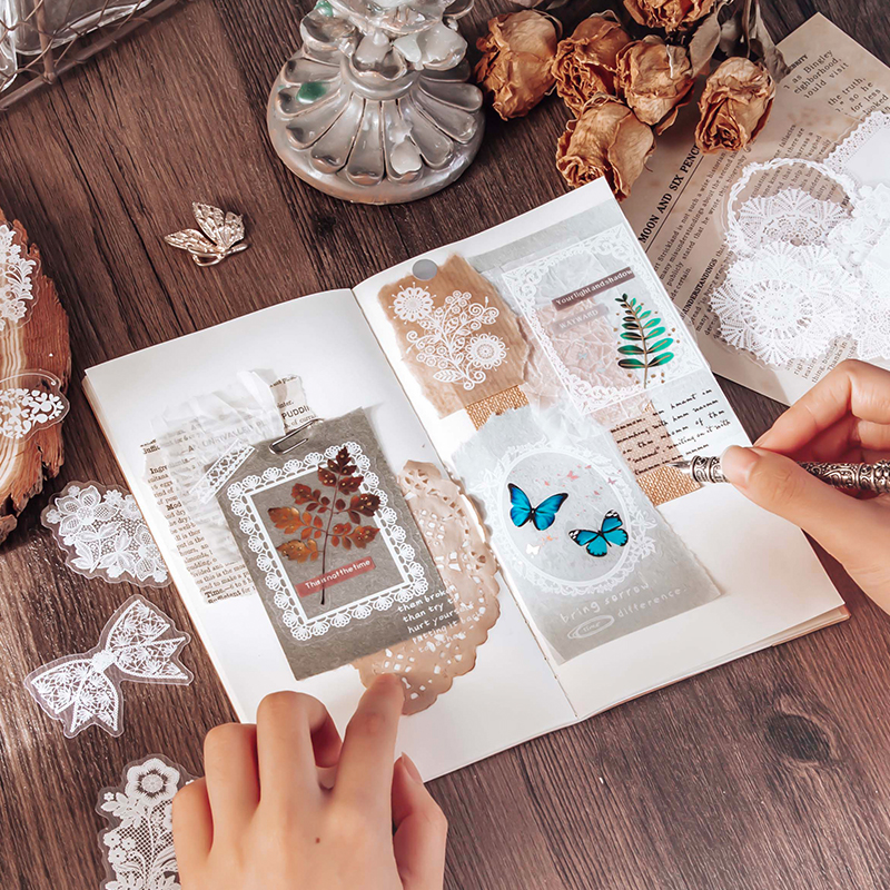 30 Pcs PET Lace Scrapbook Stickers Decorative Pape... – Grandado