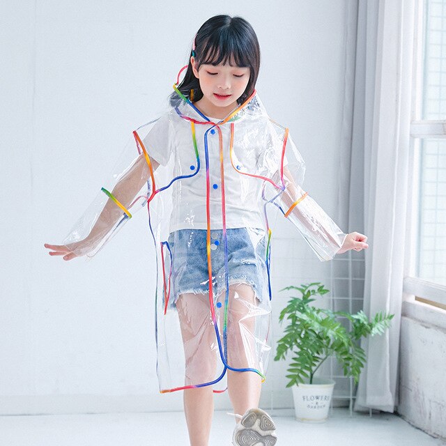 Transparent Rainbow Colorful Edge Kids Raincoat Wa... – Grandado