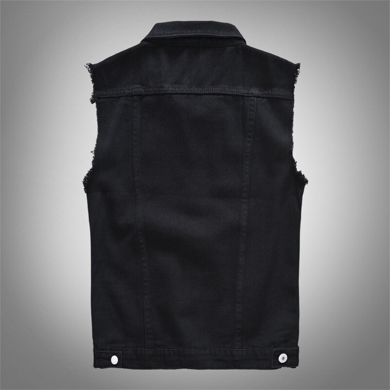 Mannen Denim Vest Jas Zwart Mouwloos Knoppen Vest ... – Vicedeal