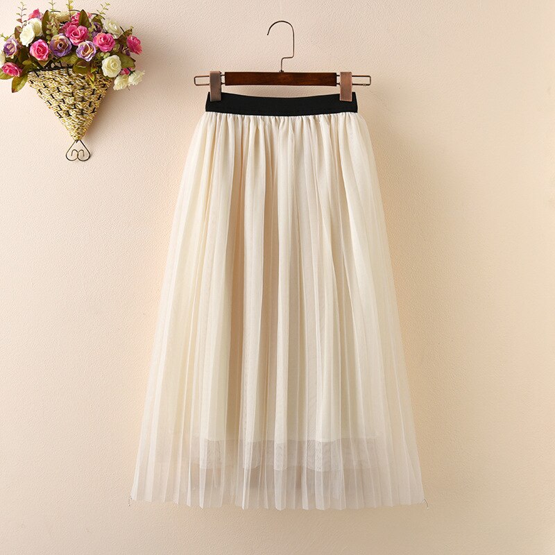 Girls Skirt Chiffon Mesh Pleated Skirt Summer Pink... – Grandado