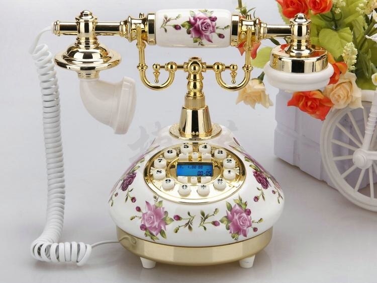 White Antique Telephone Corded Landline Home Phone... – Vicedeal