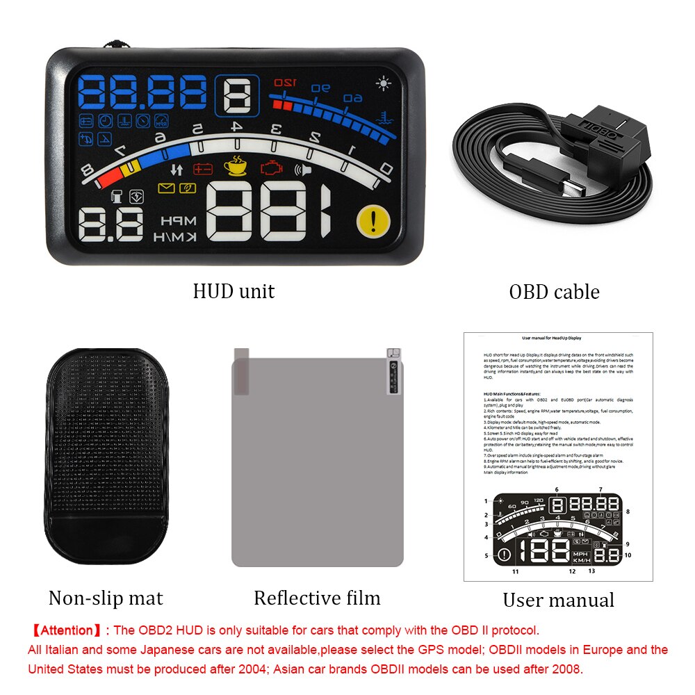 Auto OBDII Car HUD OBD2 Port Head-Up Display Suppo... – Grandado