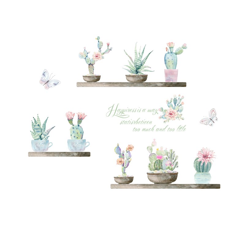 garden potted plant cactus aloe wall stickers home... – Grandado
