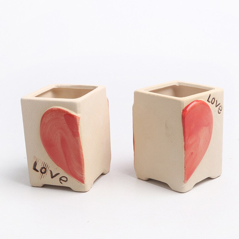 Cute Cartoon Ceramics Love Heart Shape Flowerpot H... – Grandado
