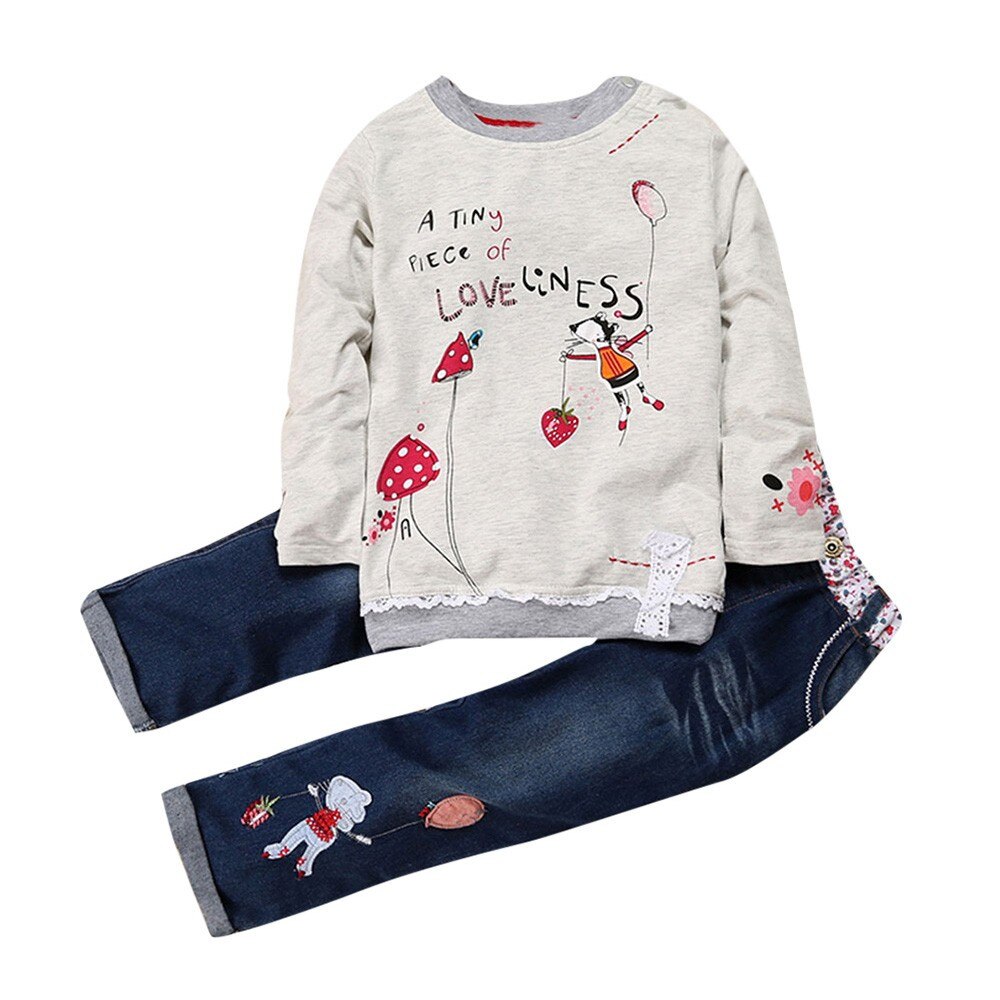 Peuter Baby Meisjes Kleding Set Cartoon Print Lang... – Grandado