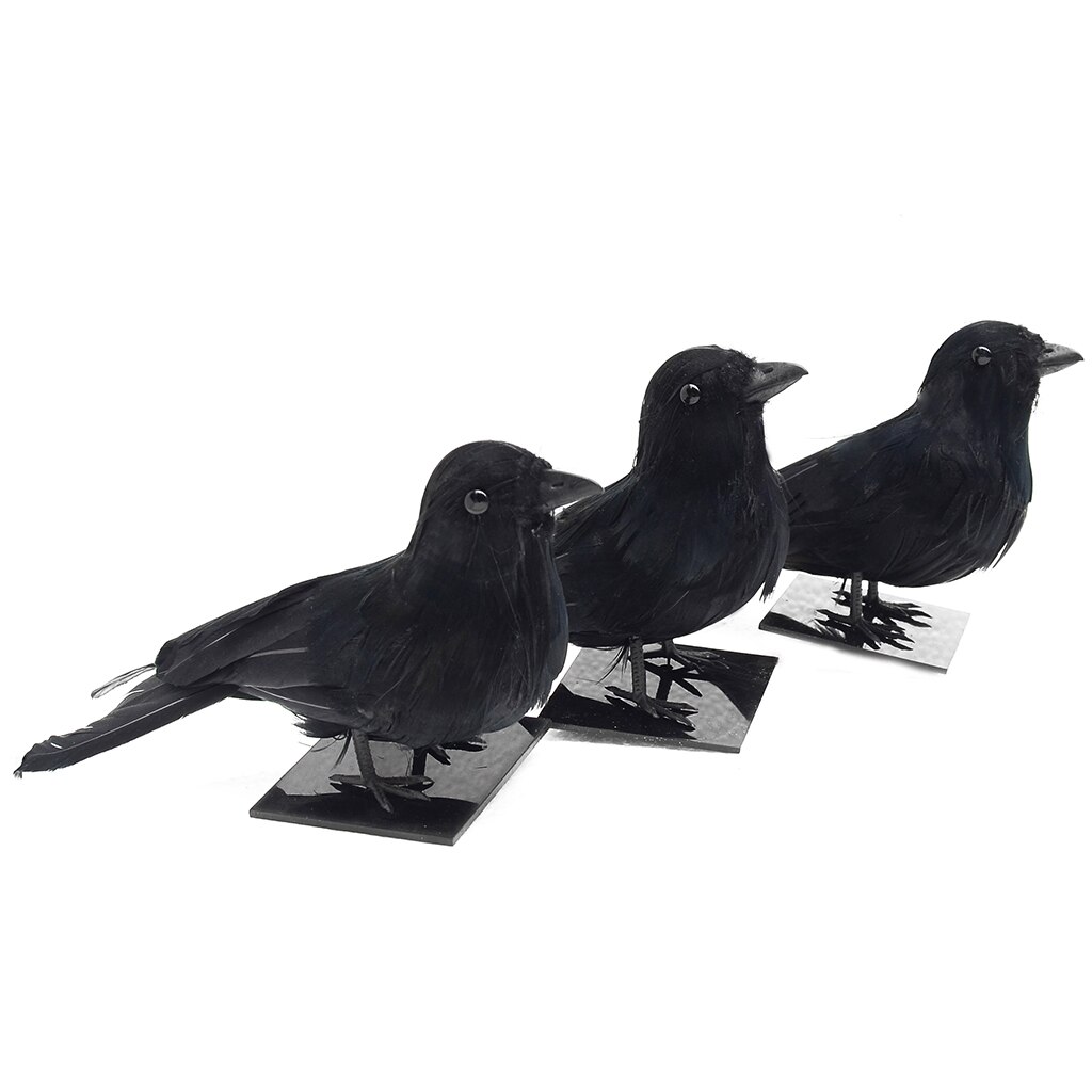 Synthetic Bird Sculpture Realistic Raven Crows Gar... – Grandado