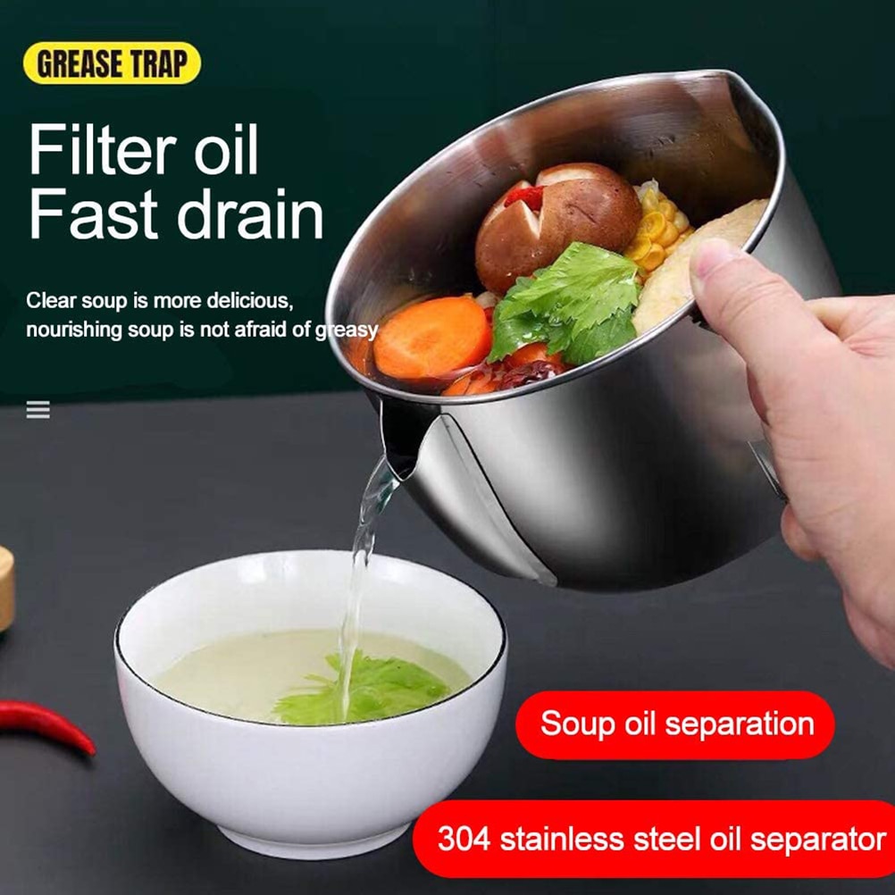 Stainless Steel Oil Seperator Household Oil Filter Bowl with Lid Pot ...