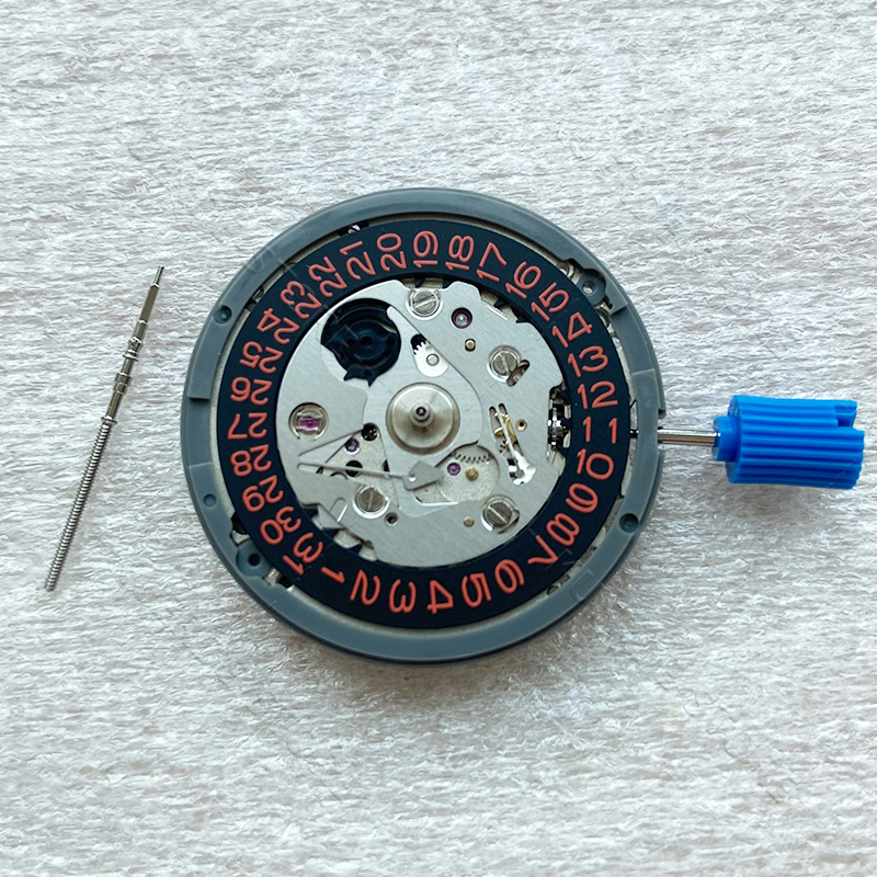 NH35 movement black orange digital mechanical move... – Grandado