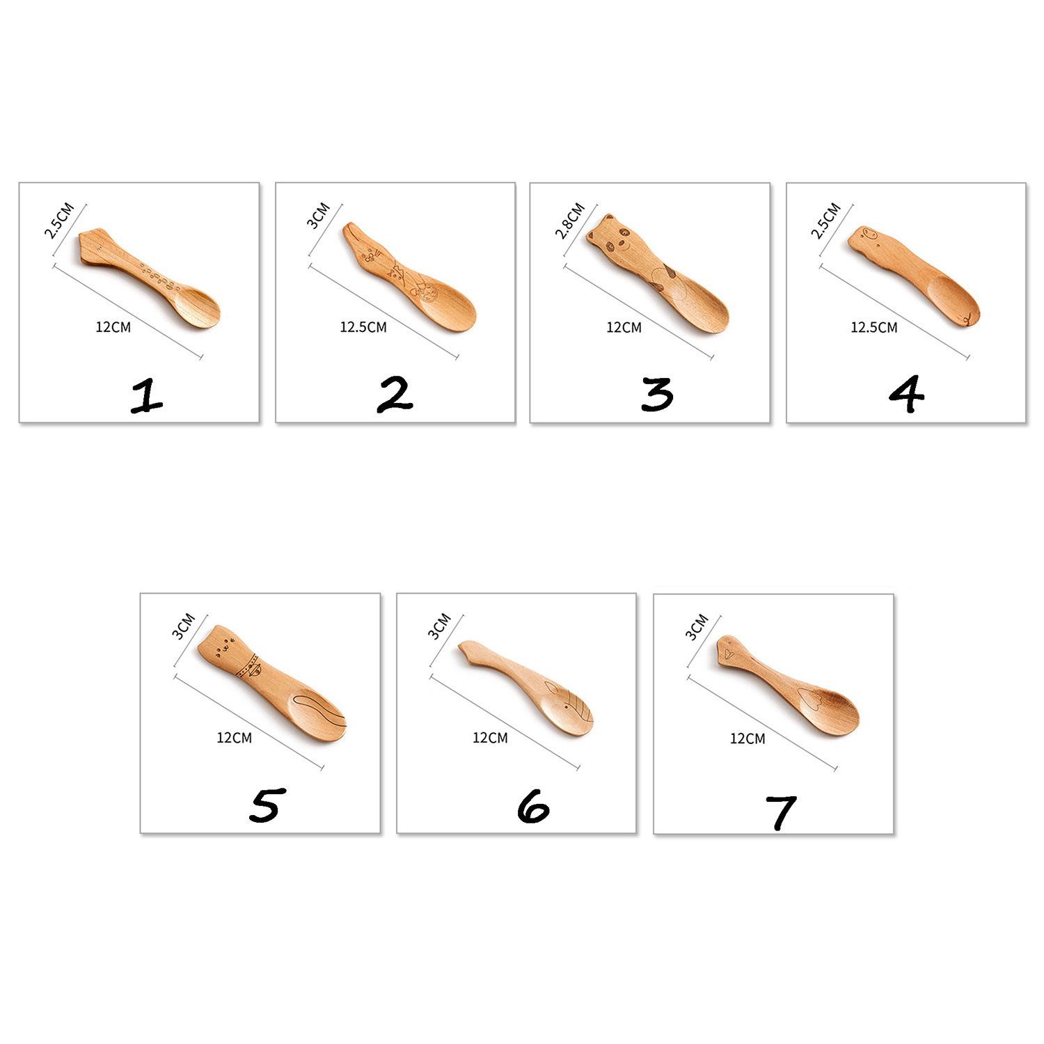 Mini Wooden Spoon Cute Cartoon Animals Pattern Chi... – Grandado