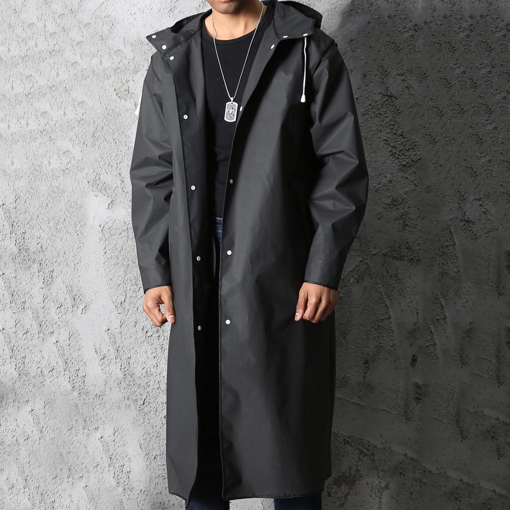 Black Adult Waterproof Raincoat Hooded EVA Long Me... – Grandado