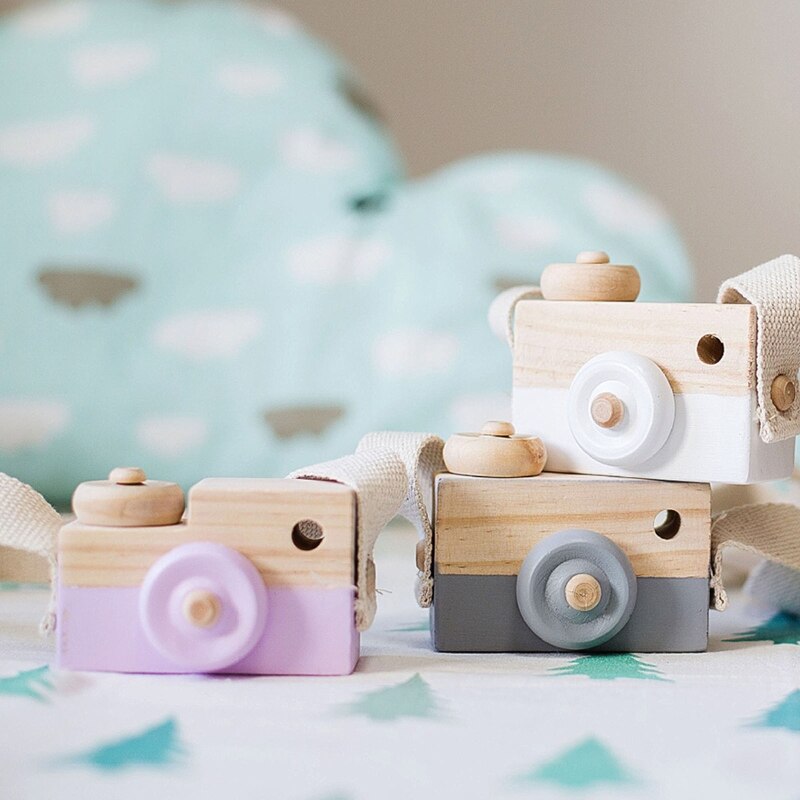 Pine Wooden Camera Mini Play Wooden Camera Toy Han... – Grandado