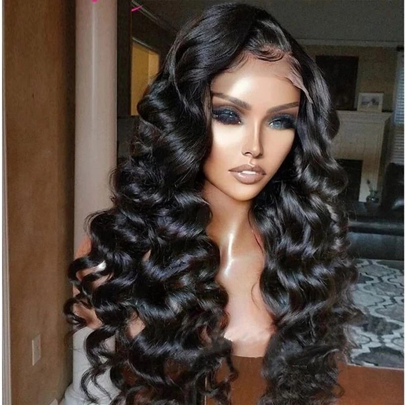 Loose Deep Wave Natural Black Synthetic Hair Lace ... – Grandado