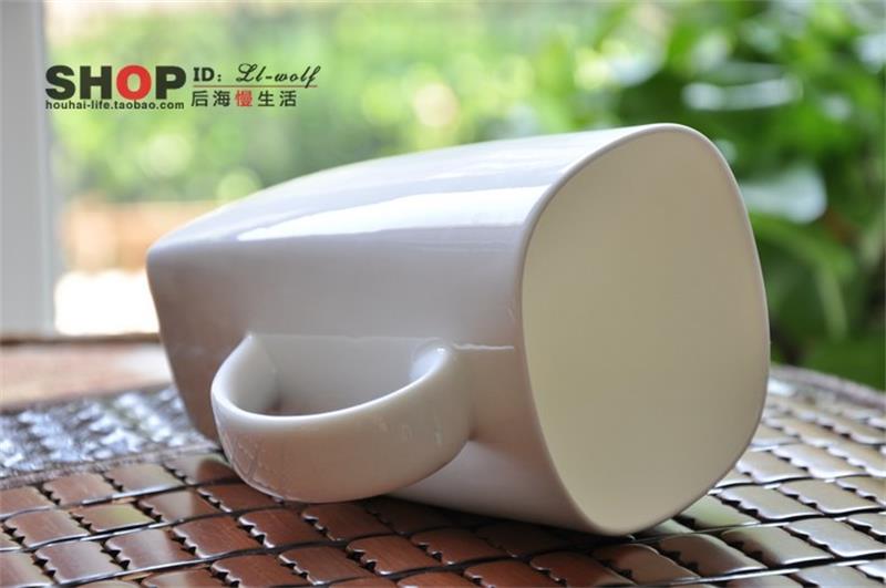 700ML, plain white bone china large tea mugs, squa... – Grandado