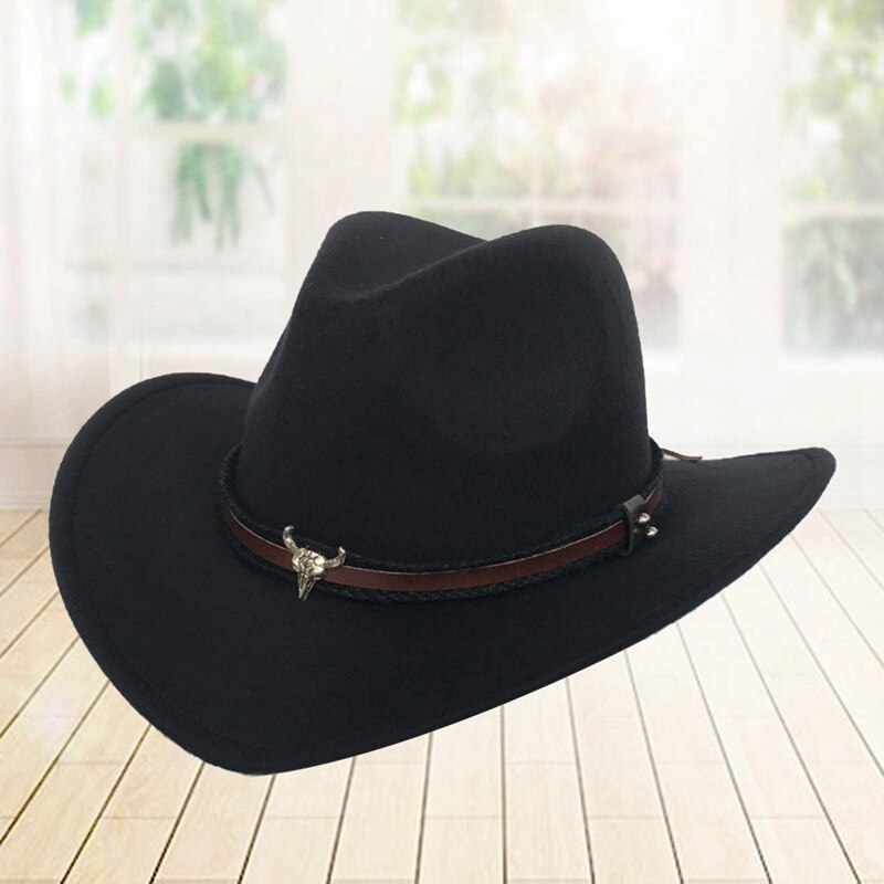 Women Men Wool Classical Western Cowboy Hat Roll-u... – Vicedeal