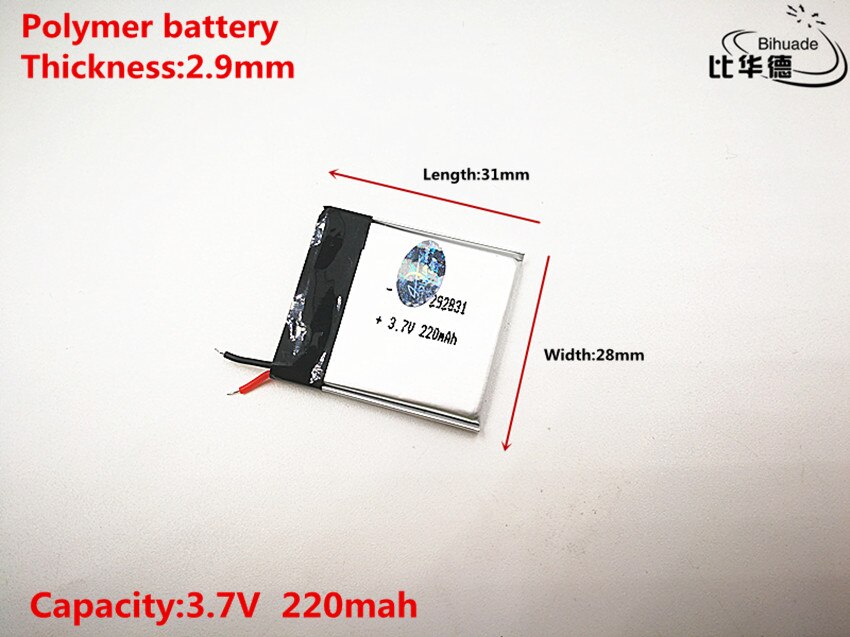 3.7V 220mAh 292831 Lithium Polymer Li-Po li ion Re... – Grandado
