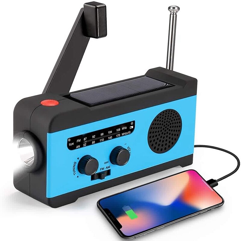 Solar Radio Hand Crank AM/FM/NOAA Weather Radio, E... – Grandado