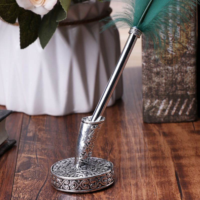 Vintage Metal Round Insertion Pen Holder for Feath... – Vicedeal