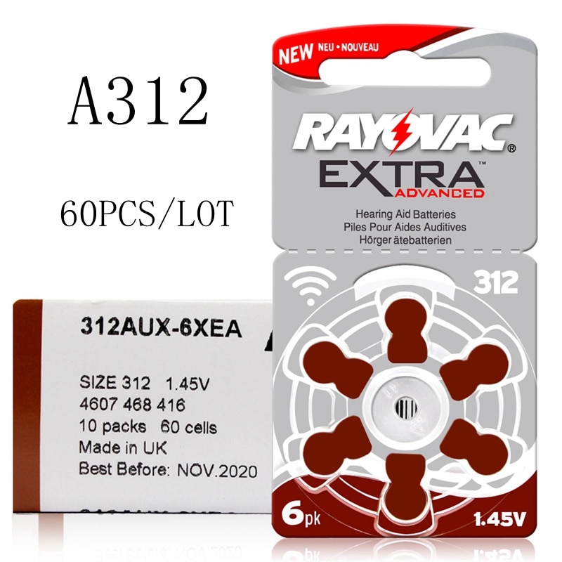 60 pcs Rayovac Extra Zinc Air Hearing Aid Batterie... – Grandado