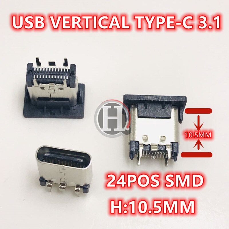 10PCS/LOT USB VERTICAL TYPE C 3.1SMT 24pos female ... – Vicedeal