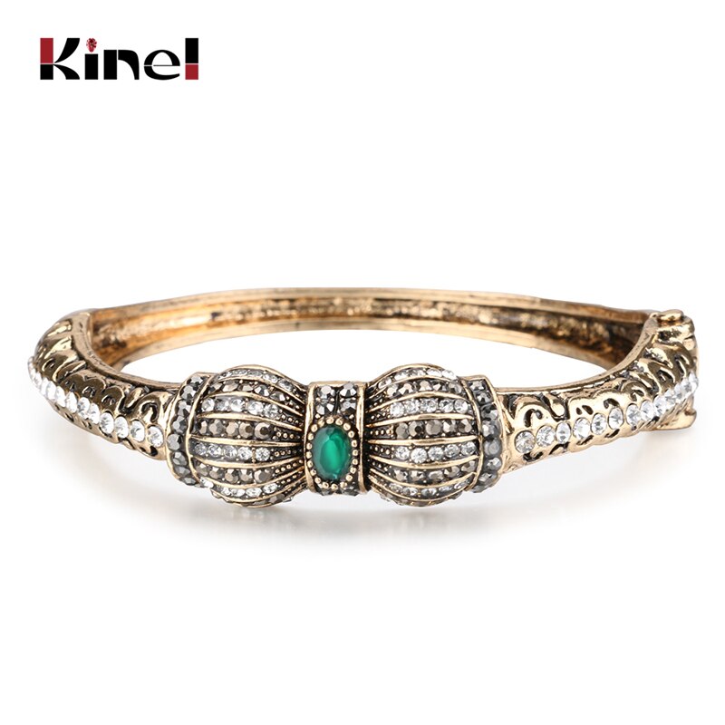 Kinel-brazaletes de flores de cristal verde Vintag... – Grandado