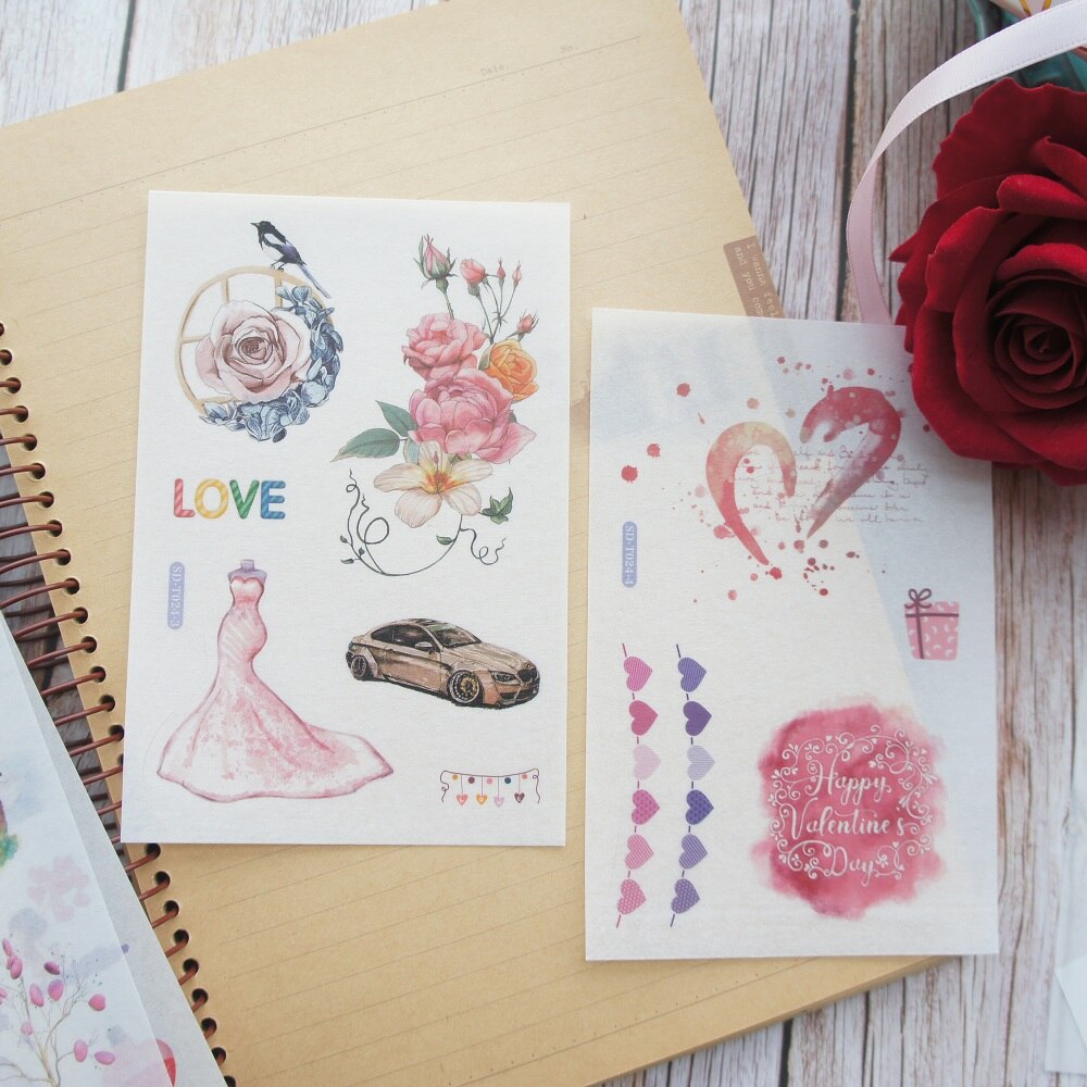 6 Sheets Yes We Are Fall In Love Heart Washi Paper... – Grandado