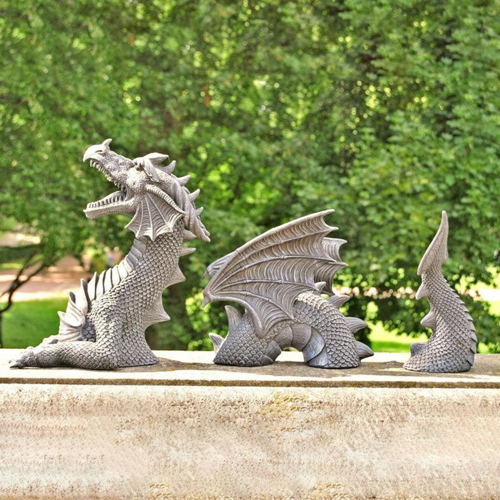 30# The gothic dragon of castal moat lawn statue t... – Vicedeal
