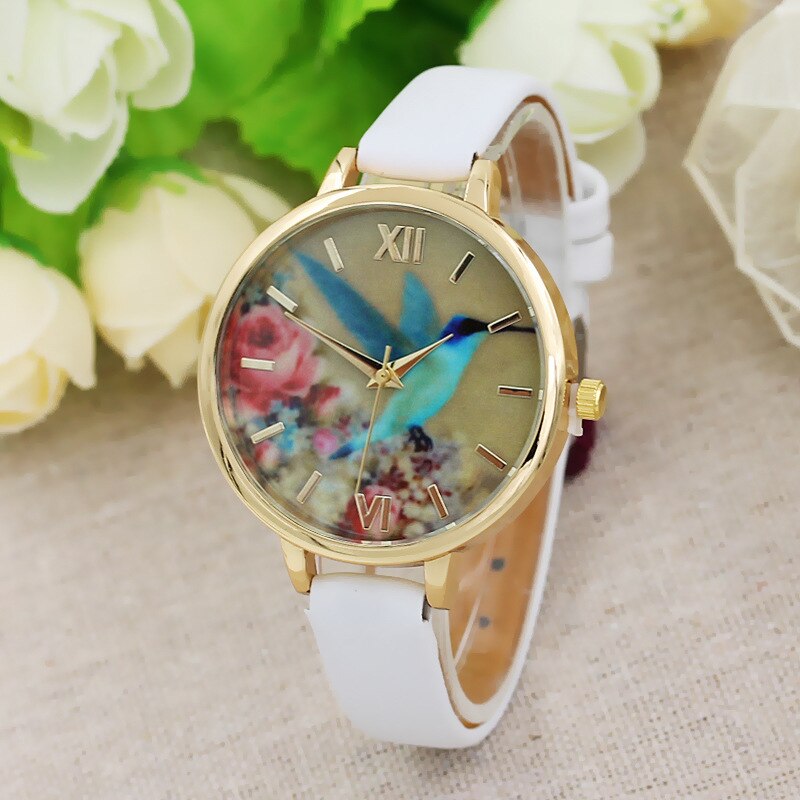 Thin Belt Hummingbird Ladies Watch Big Dial Blue B... – Vicedeal