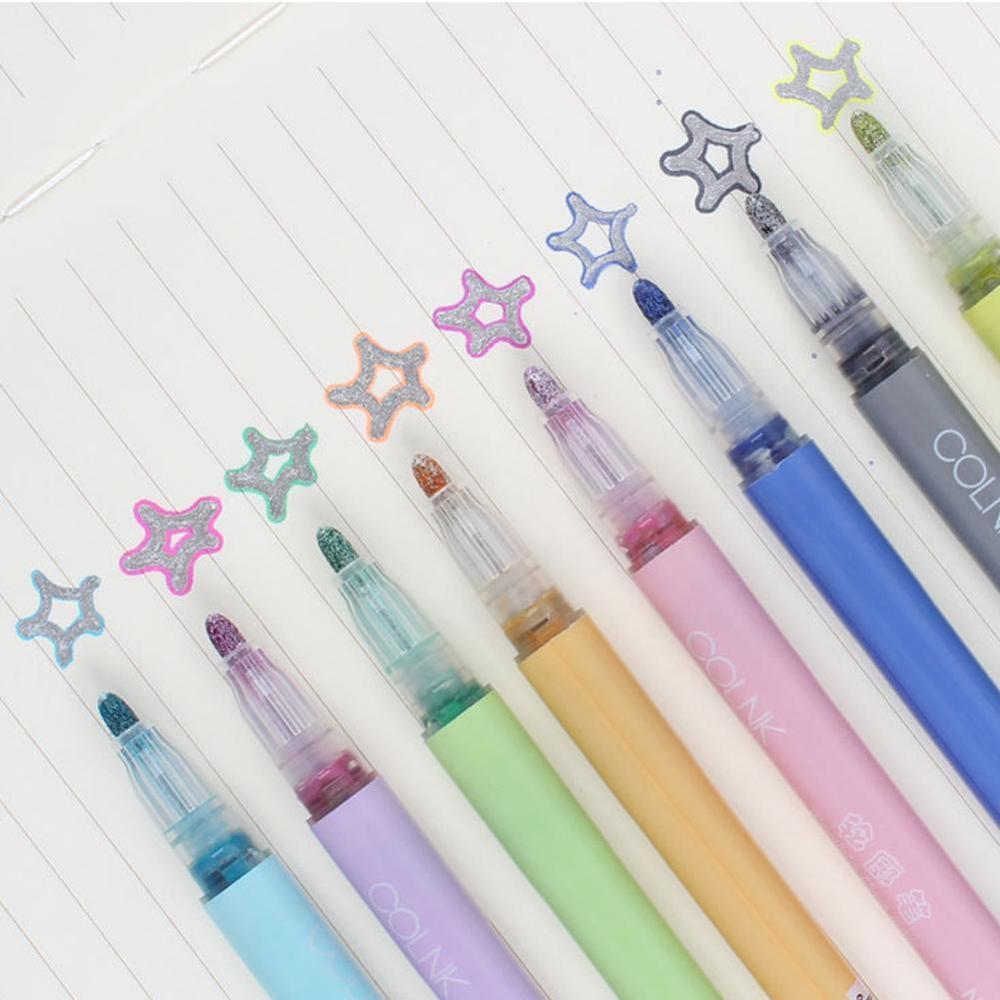 8 Color Double Line Pen Highlighter Pen Fluorescen... – Grandado