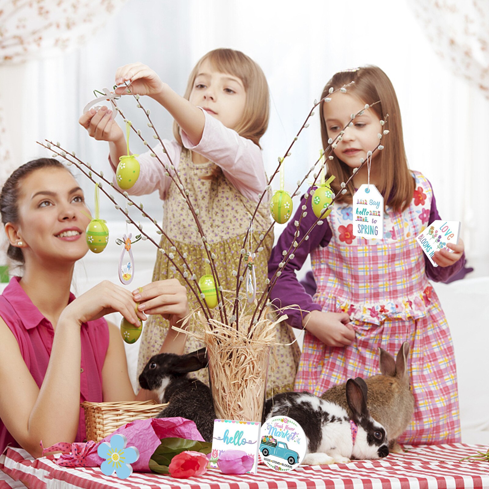 Spring Tiered Tray Flat Decorations Mini Wood Deco... – Grandado