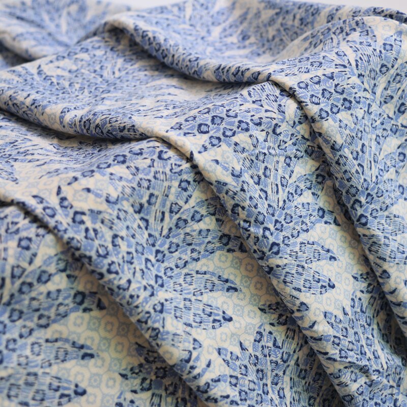 50Cm * 130Cm Blauw Blad Zijde Stof Voor Diy Naaien... – Grandado