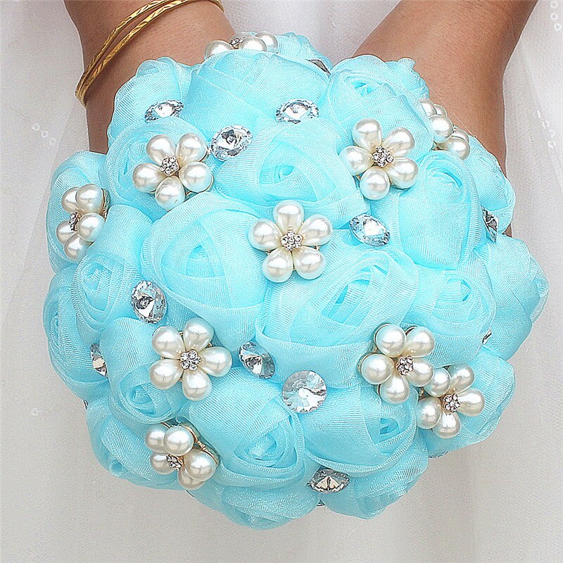 Artificial flower 15cm ribbon rose bouquet luxury ... – Vicedeal