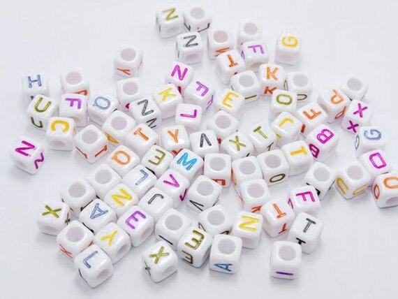 200 pcs white cube beads Alphabet Beads Puzzles To... – Grandado