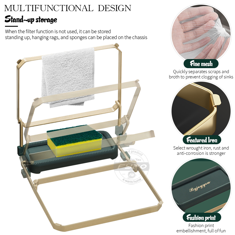 Kitchen Sink Filter Rack Foldable Sink Strainer Me... – Grandado