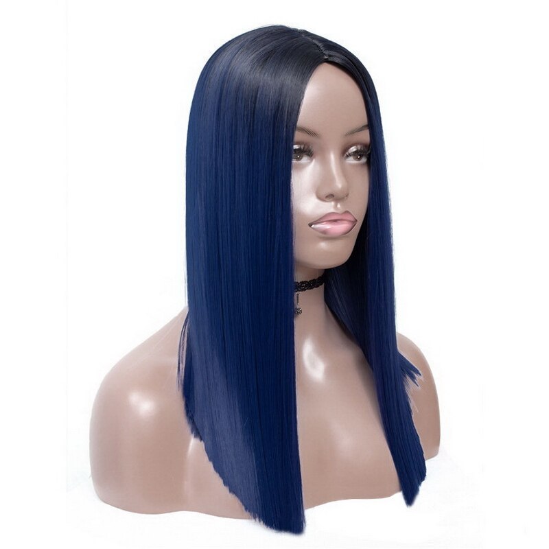 Yiyaobess 18inch Middle Part Black Blue Ombre Wig ... – Grandado