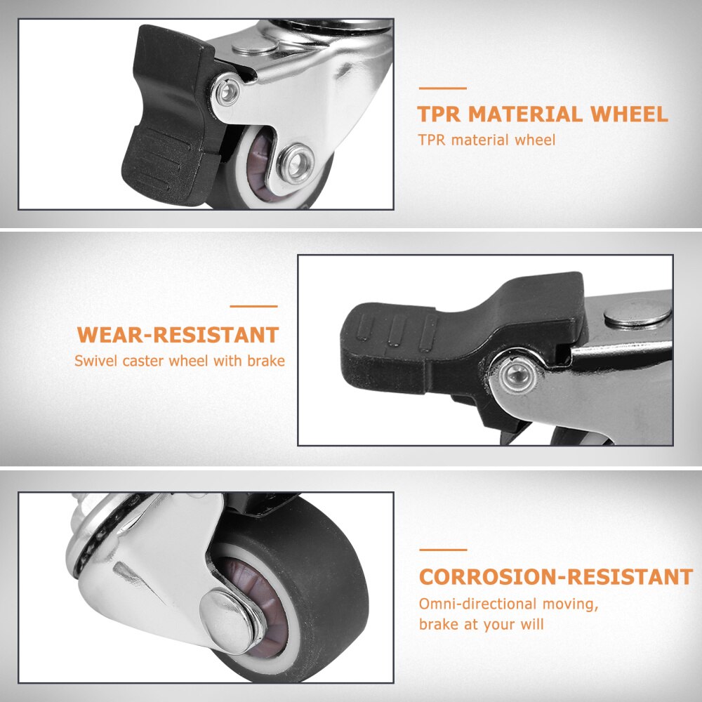 5 PCS Caster Wheel with Brake 1 inch TPR Omni-dire... – Grandado