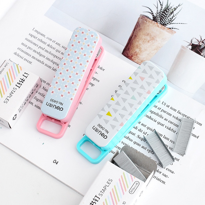 Geometric manual stapler No. 10 silver Staples set... – Grandado